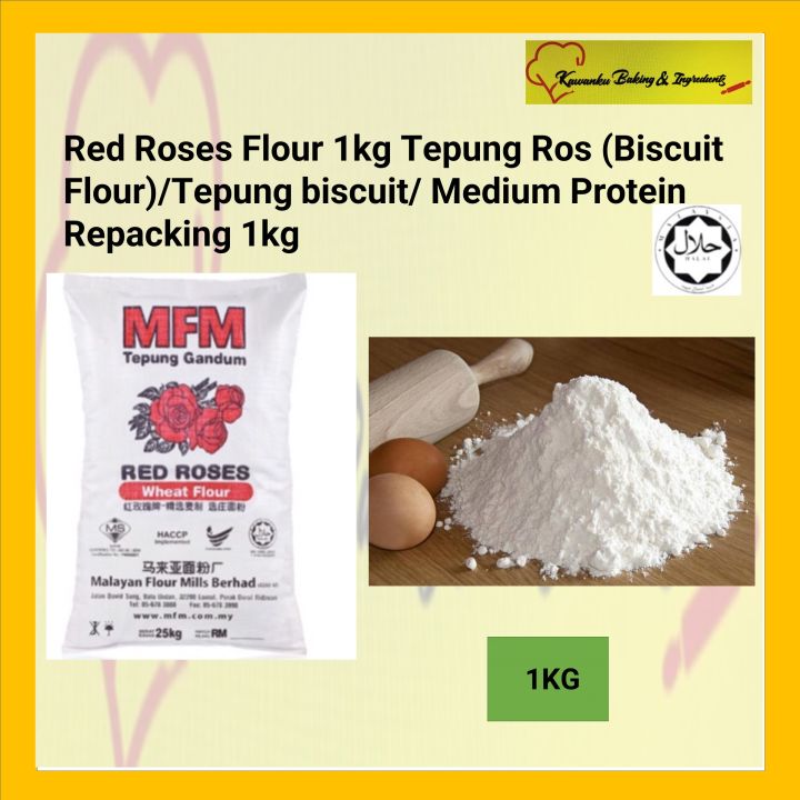 Red Roses Flour 1kg Tepung Ros (Biscuit Flour)/Tepung biscuit/ Medium ...