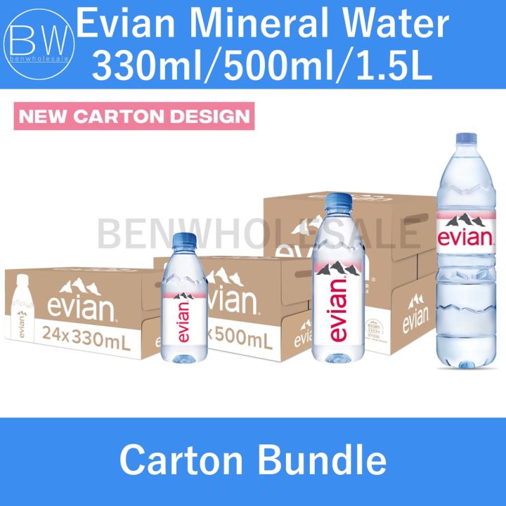 Evian Mineral Water 24 x 330ml / 24 x 500ml / 12 x 1.5L Carton Bundle ...