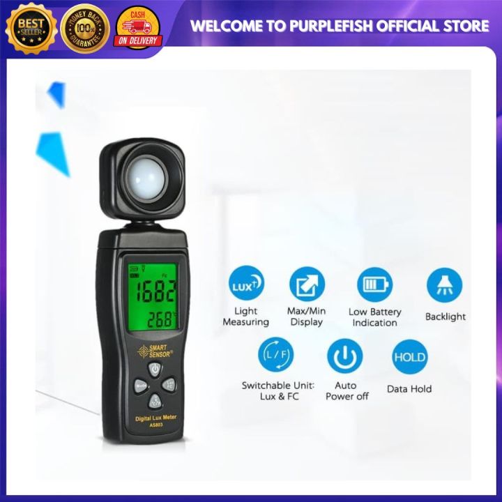 Lux Meter AS803 Luxmeter Alat Ukur Intensitas Cahaya Light Meter ...