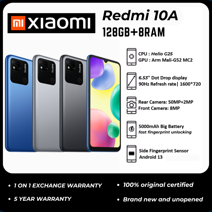 Redmi 10A 128GB ROM + 8GB RAM Smartphone 5000mAh New Original Full HD ...