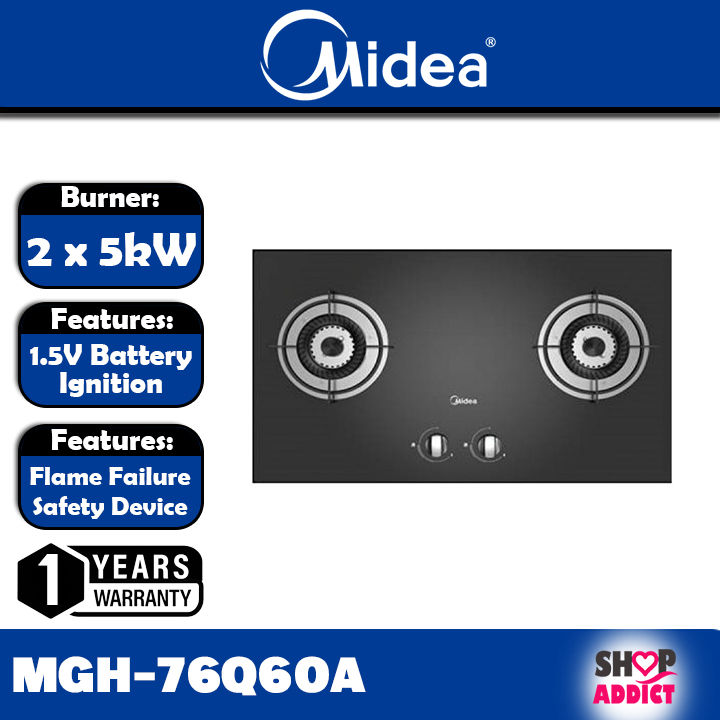 MIDEA Built-in Glass Hob 5.0kW Burner MGH-76Q60A/ MIDEA DAPUR GAS | Lazada