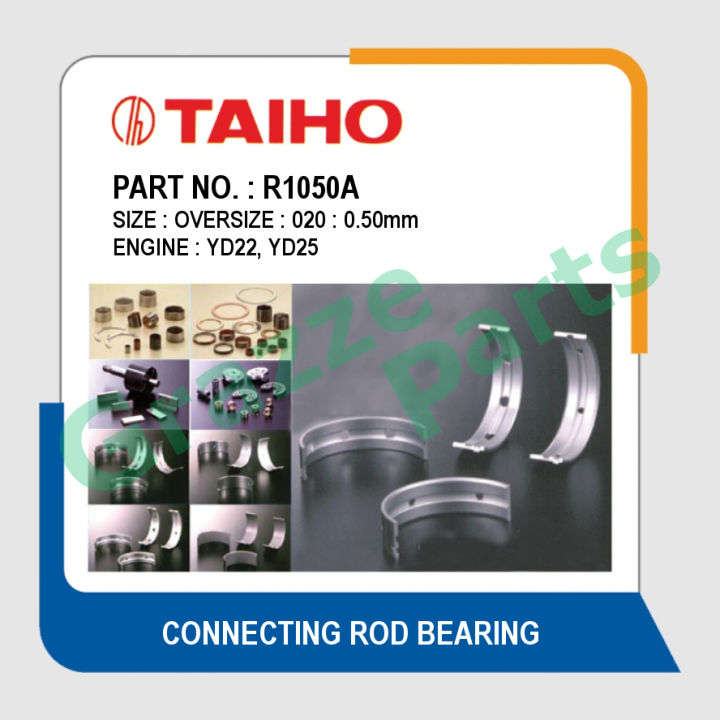 Taiho Con Rod Bearing 020 (0.50mm) Size R1050A for Nissan Frontier D22 ...