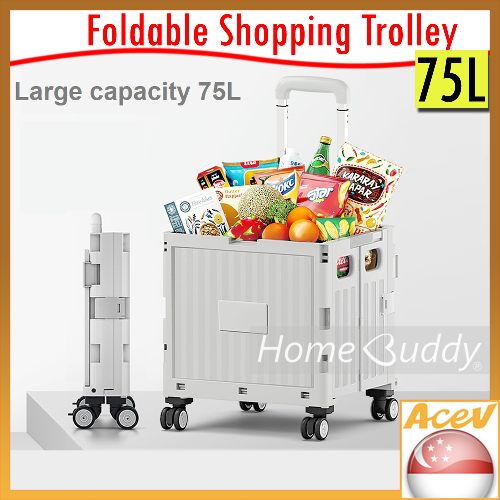 🔥SG🔥 75L Foldable Shopping Trolley. 75L Capacity Extra Large. 360 ...