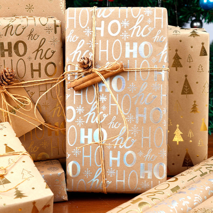 Large Large Gift Wrap Christmas Kraft Paper Roll Hot Foil Stamping Roll ...