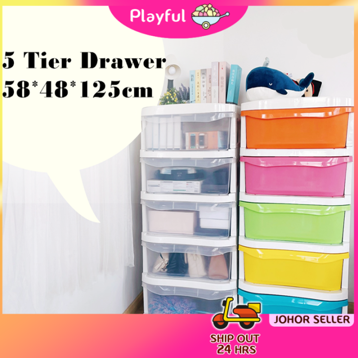 【PLAYFUL】 Widened 5-Layer drawer cabinet multi-purpose color storage ...