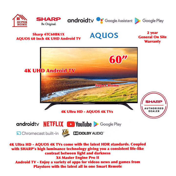 Sharp Android TV 60 inches 4K UHD Android TV Sharp 4TC60BK1X Android TV ...