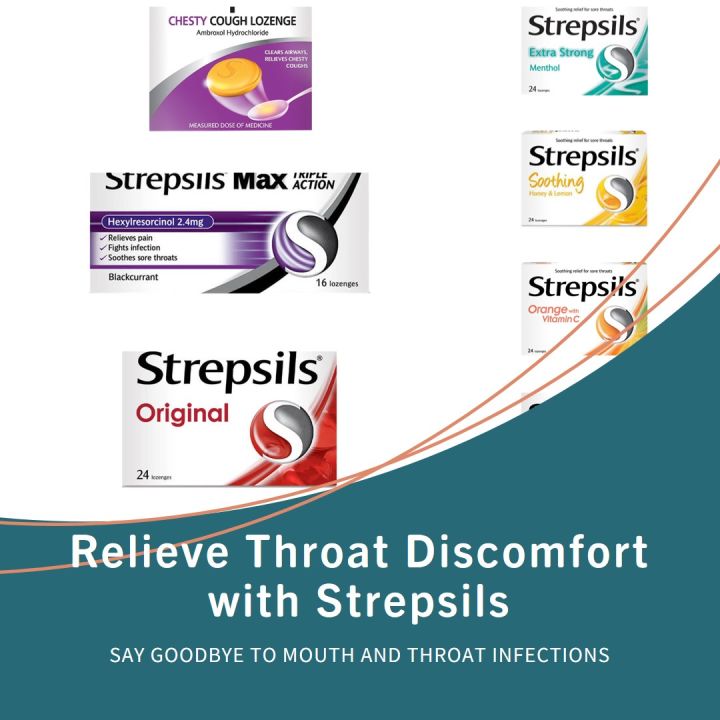 Strepsils Antibacterial Lozenges - Soothing Flavor, Fast-Acting Cough ...