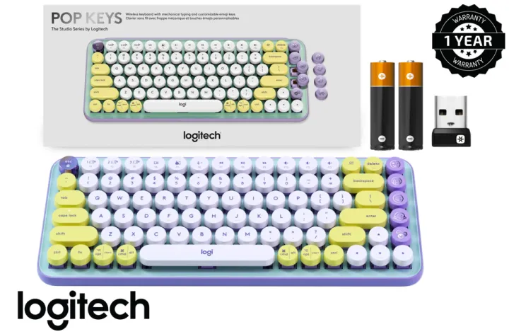 Logitech POP KEYS Wireless Mechanical Keyboard Purple Daydream (TTC ...