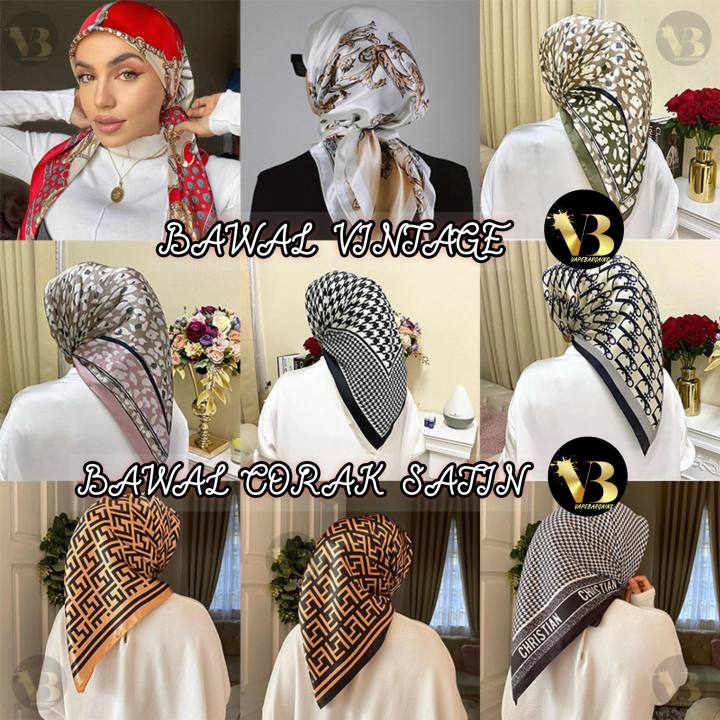 [URGENT POST] 💯 VINTAGE STYLE TUDUNG BAWAL SATIN FASHION BAWAL CORAK ...