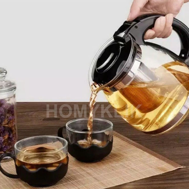 Tea Pot Set 5 in 1 Estetik Bahan Kaca Tahan Panas (4 Cangkir Teh / Kopi ...