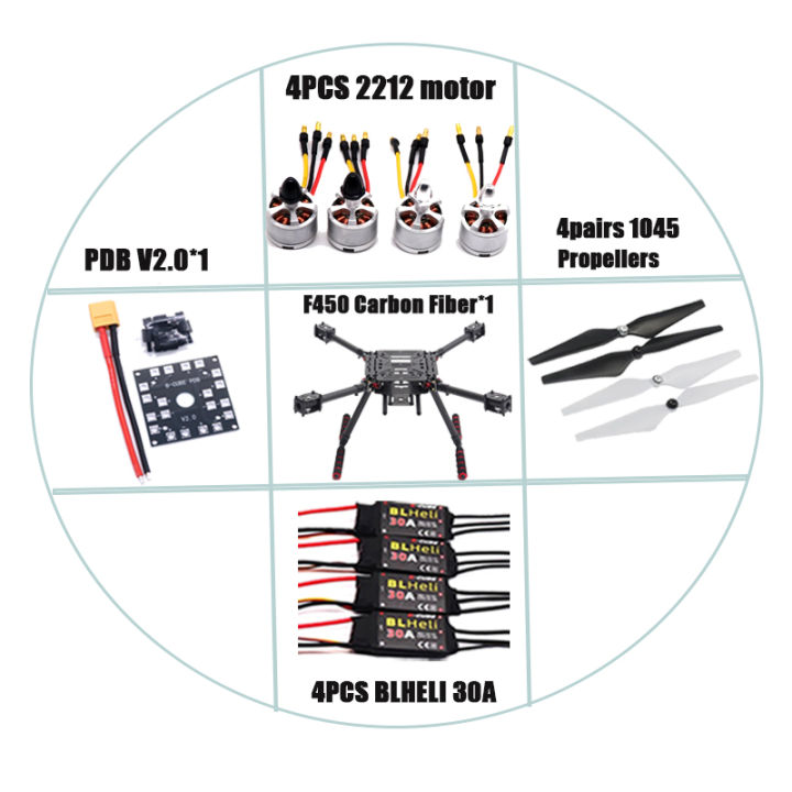 Rctosky Carbon Fiber 450 Frame Drone Kit Ardupilot Quadcopter Blheli ...