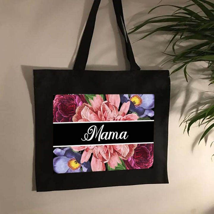 Personalised Flower Pattern No MOQ Canvas Bag Customize Name Tote Bag ...