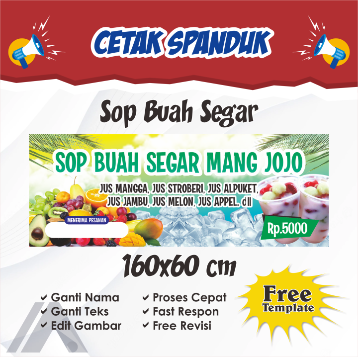 cetak banner spanduk SOP BUAH 160x60 bisa custom | Lazada Indonesia