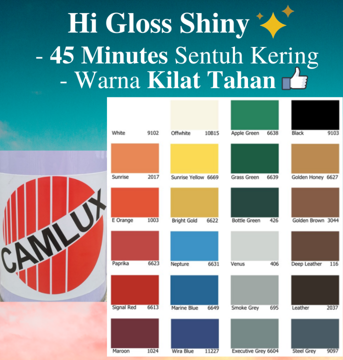 Camlux Hi Gloss Kayu dan Logam Cat 5L (5Liter)/Panjang-Tahan Lama ...