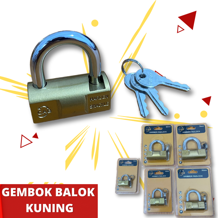 GEMBOK PAGAR RUMAH PINTU ANTI MALING / GEMBOK BESI KUNING MODEL BALOK ...