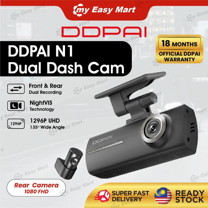 DDPAI N1 Dual Dash Cam | 1296P Front & Rear Camera 135° Wide Angle ...