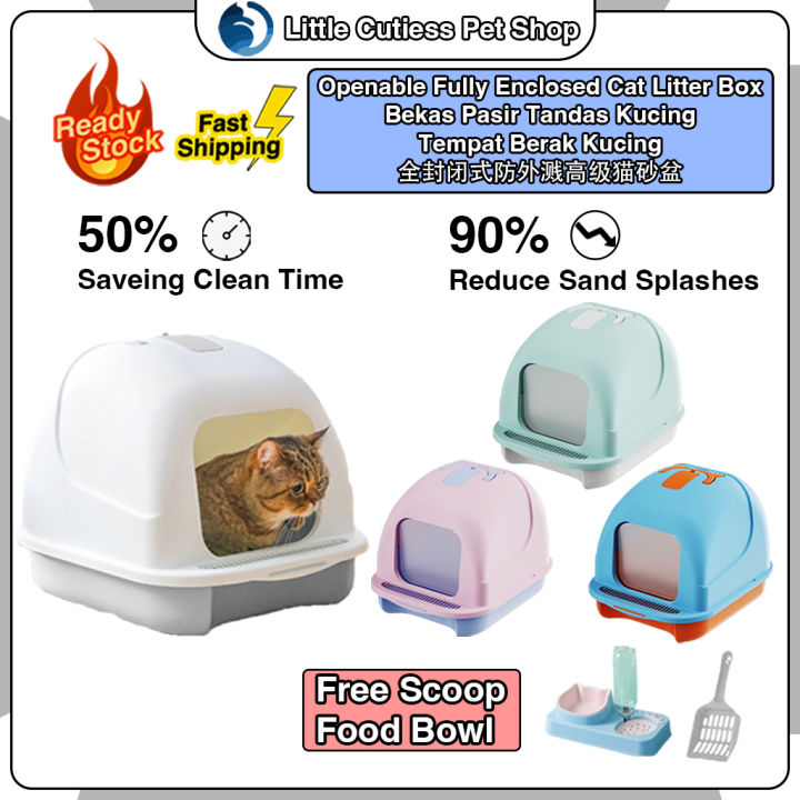 Openable Fully Enclosed Hooded Jumbo Cat Litter Box Large/Tempat Berak ...
