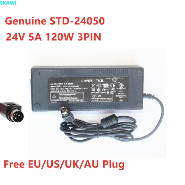 Genuine STD-24050 24V 5A 120W 3PIN AC Adapter For TECH Power Supply ...