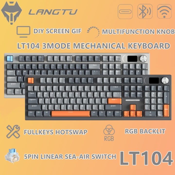 LANGTU LT104 Mechanical keybaord RGB backlit Hotswap Knob DIY Screen ...