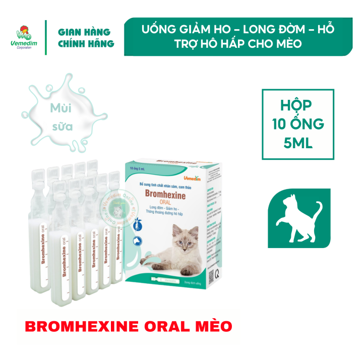 Vemedim Bromhexine Oral mèo, dung dịch uống hỗ trợ hô hấp cho mèo, giảm ...