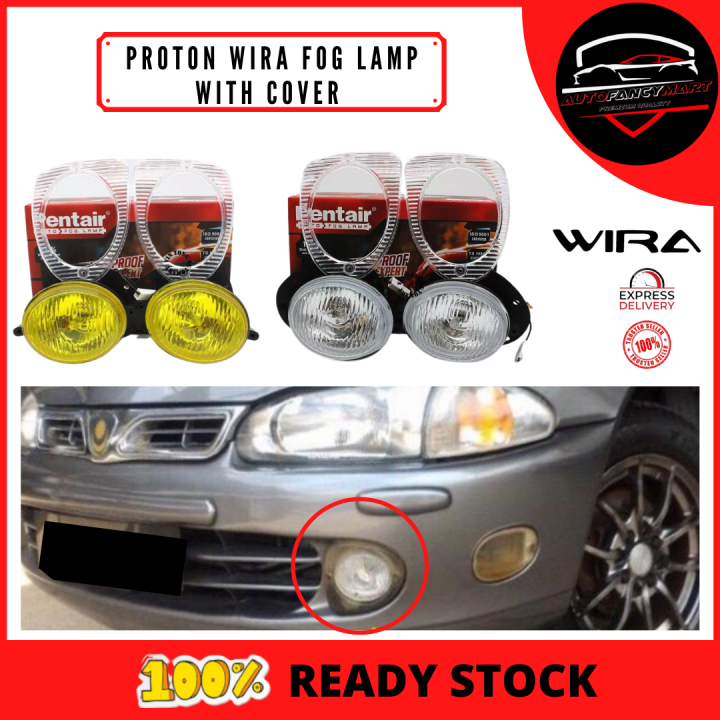 PROTON WIRA FOG LAMP WITH COVER YELLOW WHITE COLOUR WITH BULB | Lazada