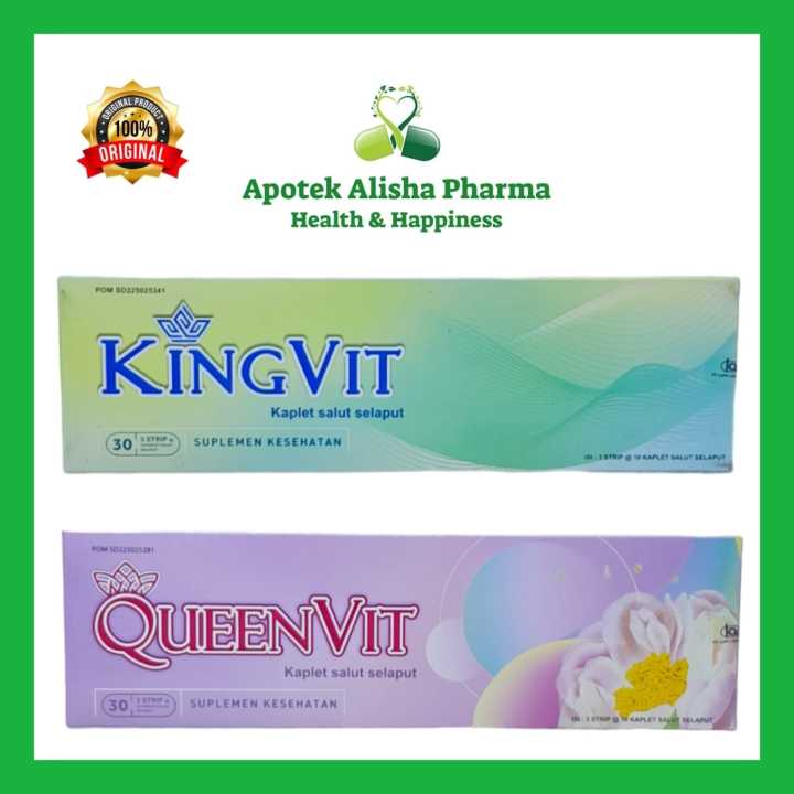 KingVit & QueenVit Tablet Box isi 30 dan Strip isi 6 Kaplet King Vit ...