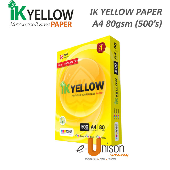 IK Yellow A4 Multi Purpose Paper 80gsm 500 sheets | Lazada