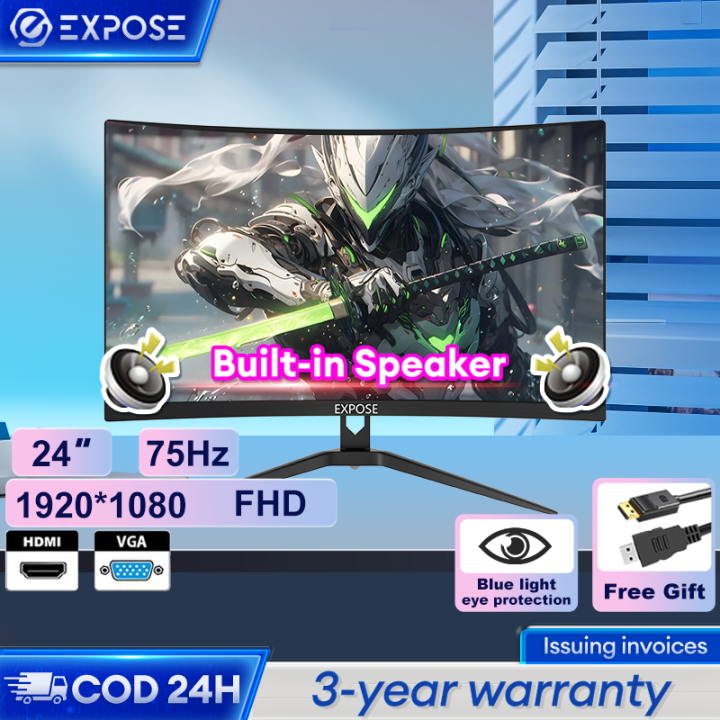 Monitor Curved Monitor PC 24 Inch 75Hz PC Gaming Monitor LED Display ...