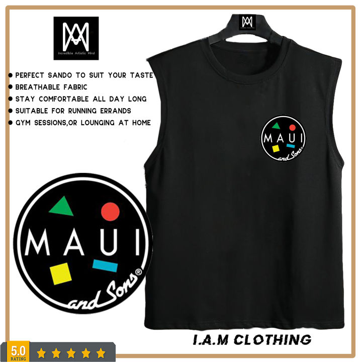Maui and Sons Surfing Cotton Sleeveless Sando Design for Men and Women ...