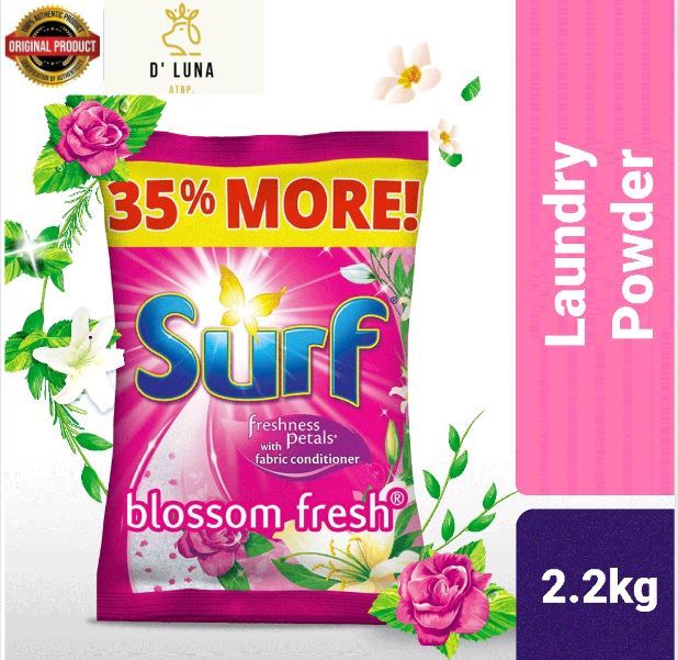 Surf Laundry Powder Detergent with Fabcon Blossom Fresh 2.2kg (2200g ...