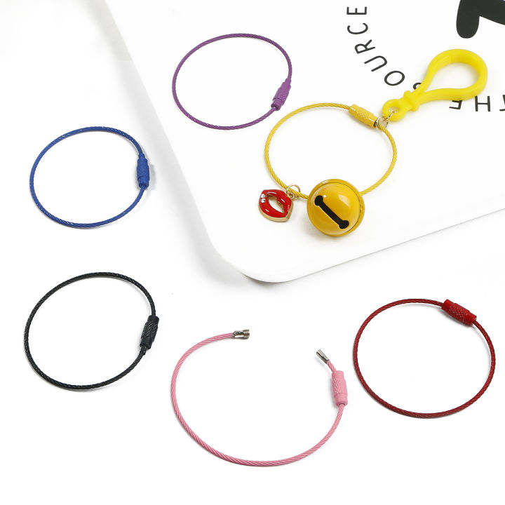 2Pcs 50mm Steel Wire Keychain Colorful Painted Key Rings For Diy Key ...