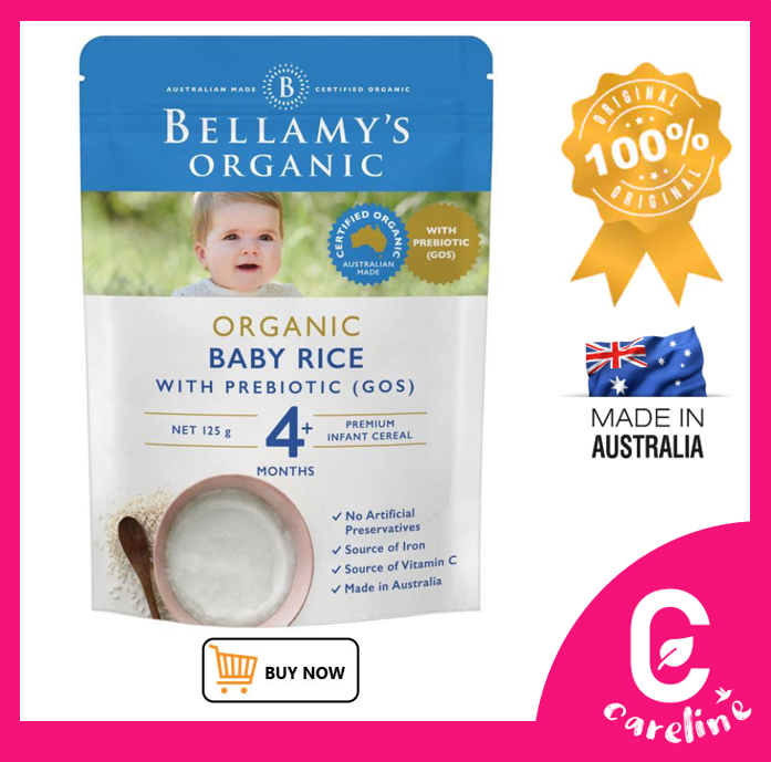 Bellamy's Organic Baby Rice with Prebiotic 4+ Months 125g | Lazada