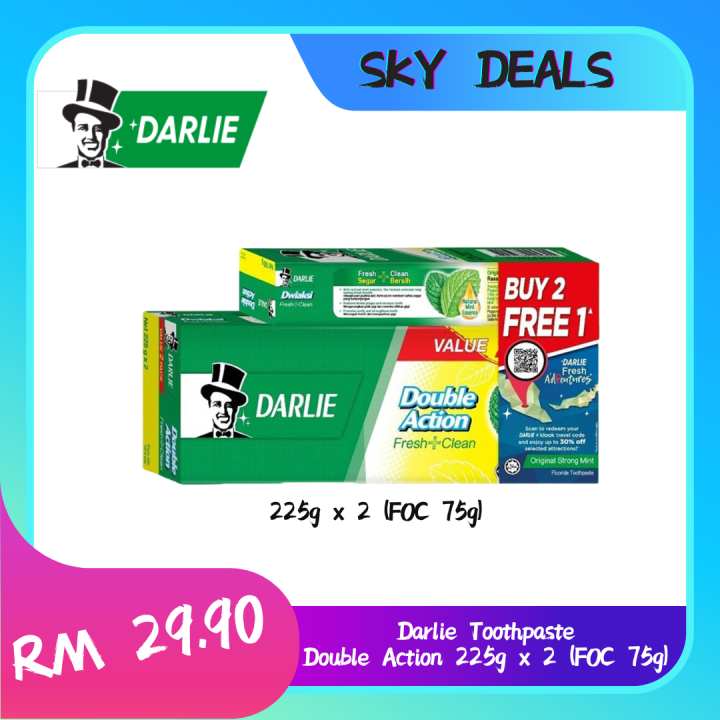 Ready Stock - Value Packed Darlie Double Action Mint Fluoride Toothpaste 225g x 2 / 225g x 2 FOC ...