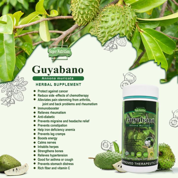 Natural Guyabano Herbal Supplement 100 Capsules x 500mg Bottle | Lazada PH