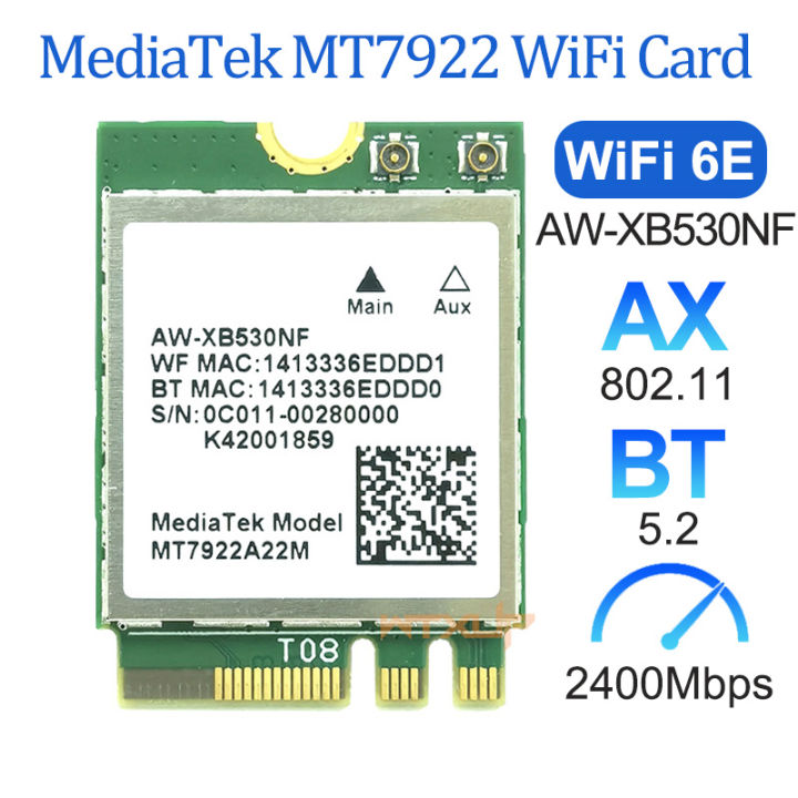 Mediatek Wi-fi 6e Mt7922 Wireless Lan Network 5g 5.2 802.11ax Wifi Card Blutooth Adapter For 2 ...