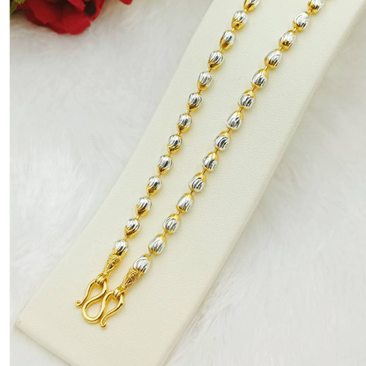 JIJD M81 สร้อยคอ 2 กษัตริย์ ลายเม็ดเงินตัดลายมะะยม ตะขอปั็ม 92.5% ใส่ ...