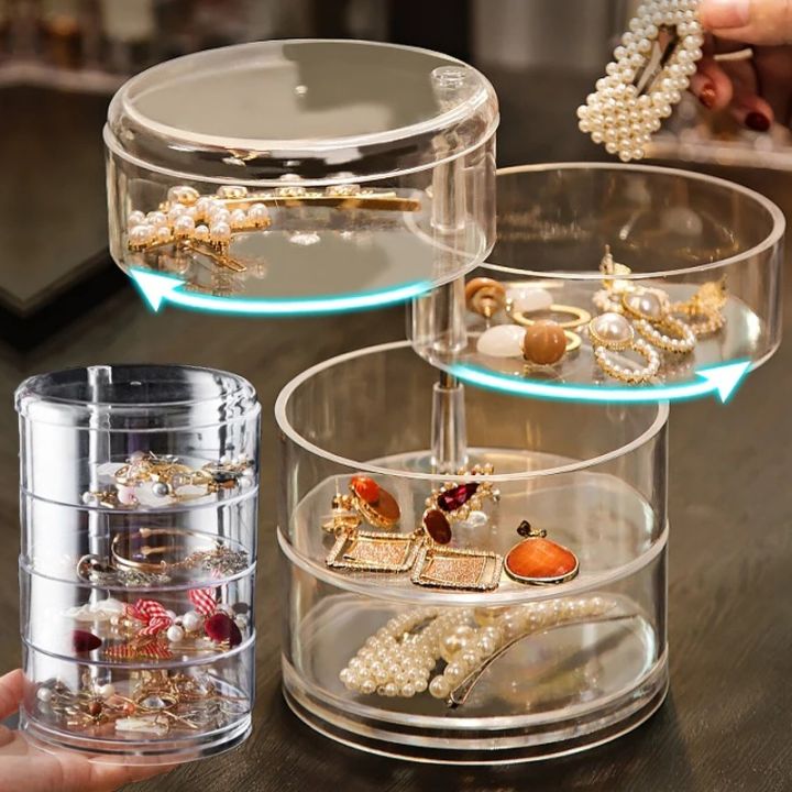 Multi-layer Rotating Jewelry Storage Box Acrylic Display Rack with ...
