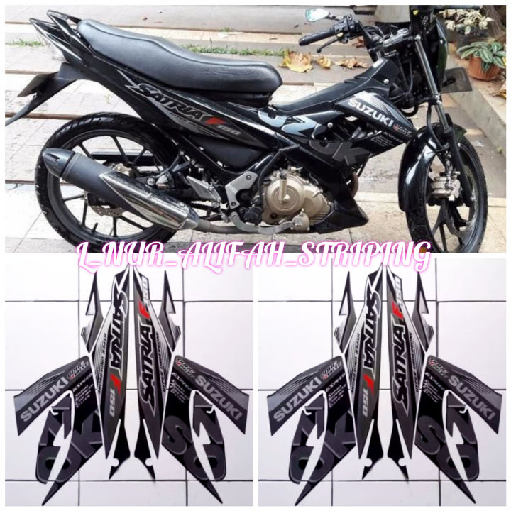 STIKER BODY MOTOR SUZUKI SATRIA FU 150 FACELIFT 2015 FULL HITAM ABU ...