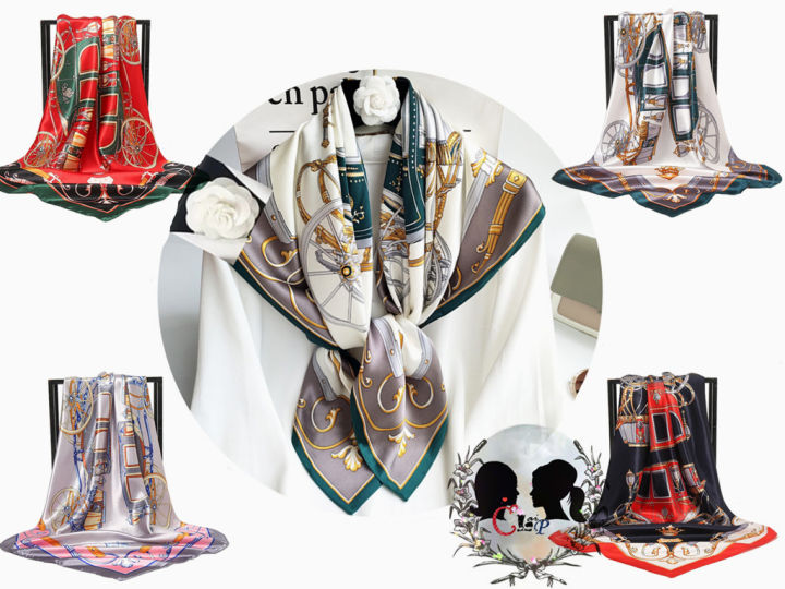 #FJ012 Square Silk Scarf 90*90cm Women Hijab Head Satin Silk Scarves ...