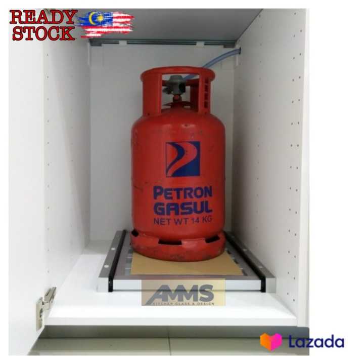 HEAVY DUTY KITCHEN CABINET PULL OUT ALUMINIUM GAS CYLINDER ROLLER TRAY ...