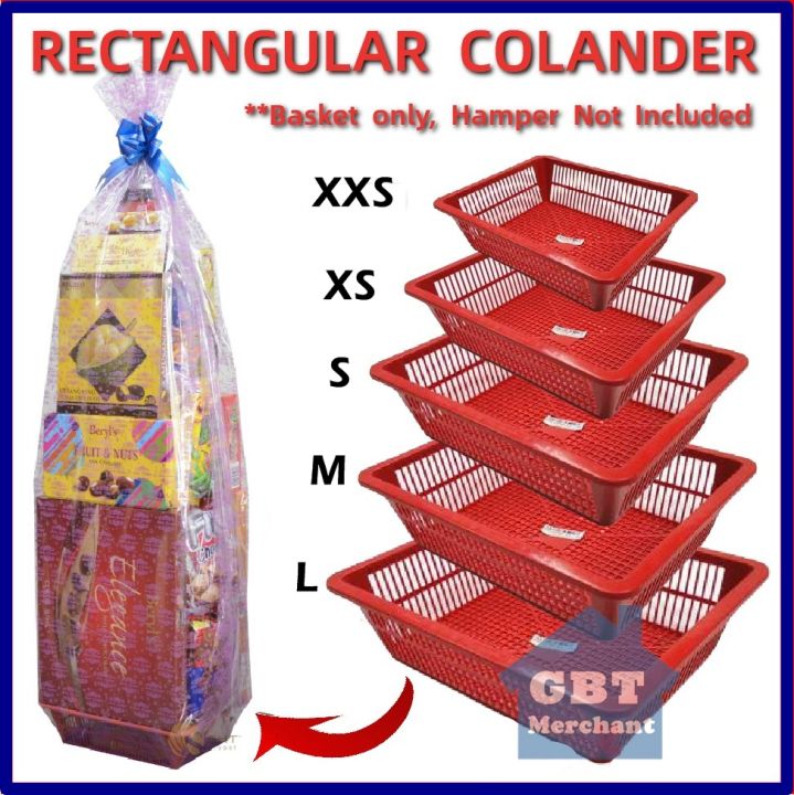 Rectangular Plastic Colander Hamper Basket | Red Hamper Tray | Square ...