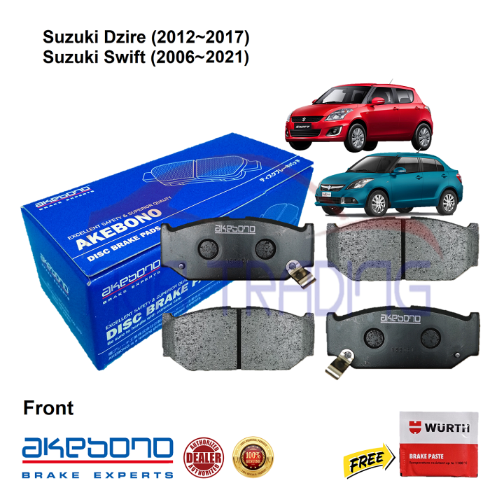 Genuine Akebono Front Brake Pads for Suzuki Swift (2006-2021), Suzuki Dzire (2012-2017) | Lazada PH