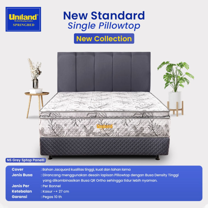 Springbed Uniland New Standard Single Pillowtop Paneli Grey Fullset ...