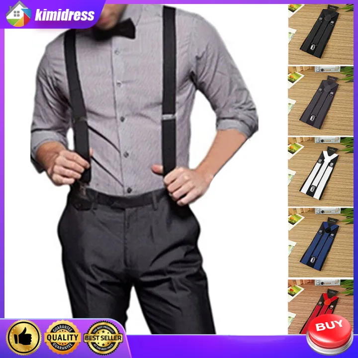 Wanita lelaki elastik Suspender 2.5cm lebar Y-bentong pendakap laras 3 ...