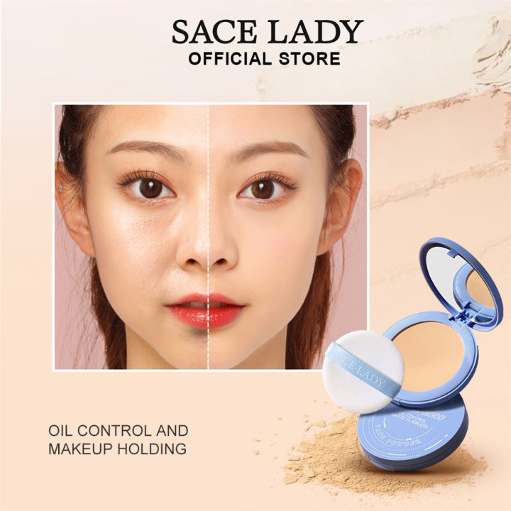 SACE LADY Oil Control Powder Waterproof Long-lasting Makeup Setting Powder Easy To Carry Compact ...