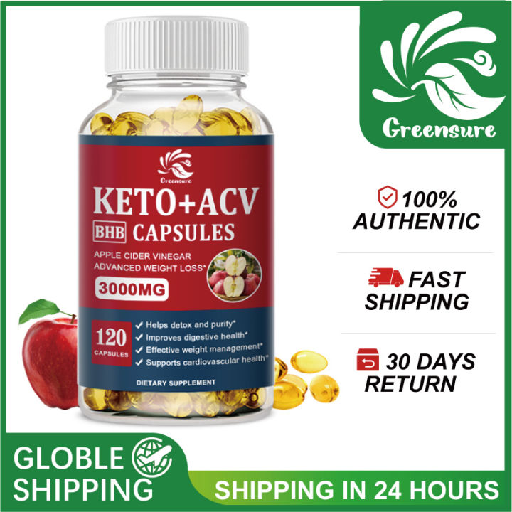 Greensure Keto + Acv Capsules - 1800MG Vegan Low Carb Apple Cider ...