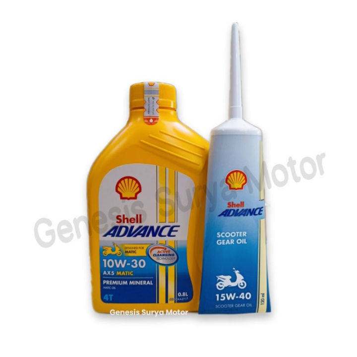 Oli Shell Advance AX5 Matic 10W30 0.8LT paket Oli Gear Shell 120ml ...