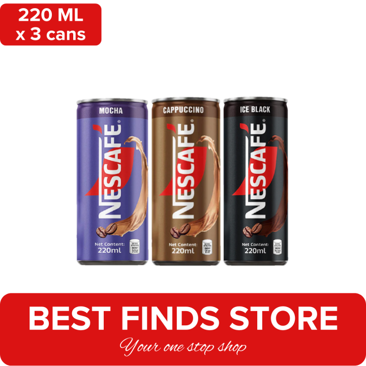 Nescafe Iced Coffee On-the-go in Can 220ML - Pack of 3 | Ice Black, Latte, Mocha, Cappuccino ...
