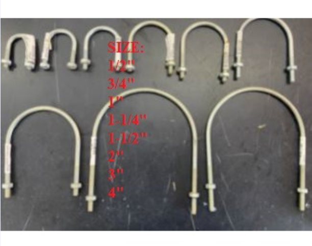 GI Galvanized Iron U Bolt & Nut 1/2"~4" x 6mm(Nut Size) Besi U bolt dan ...