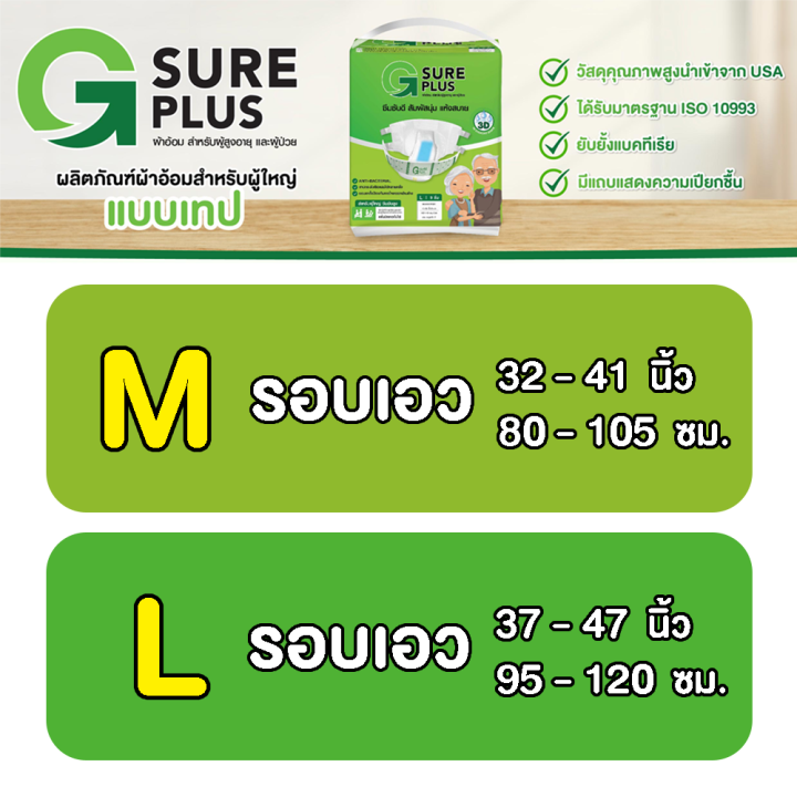 G SURE PLUS ผ้าอ้อมสำหรับผู้ใหญ่ แบบเทปกาว | Lazada.co.th